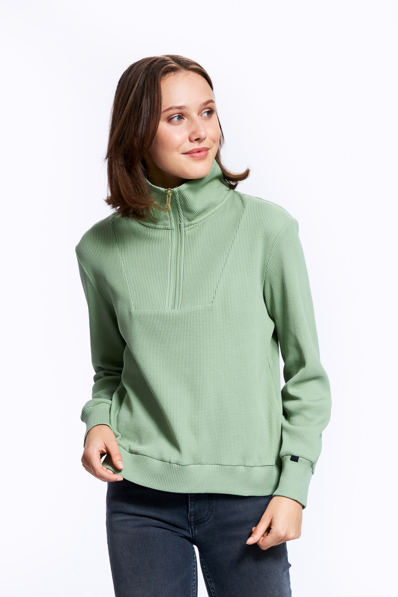 Soft inner surface cotton half-zip sweatshirt | Audimas