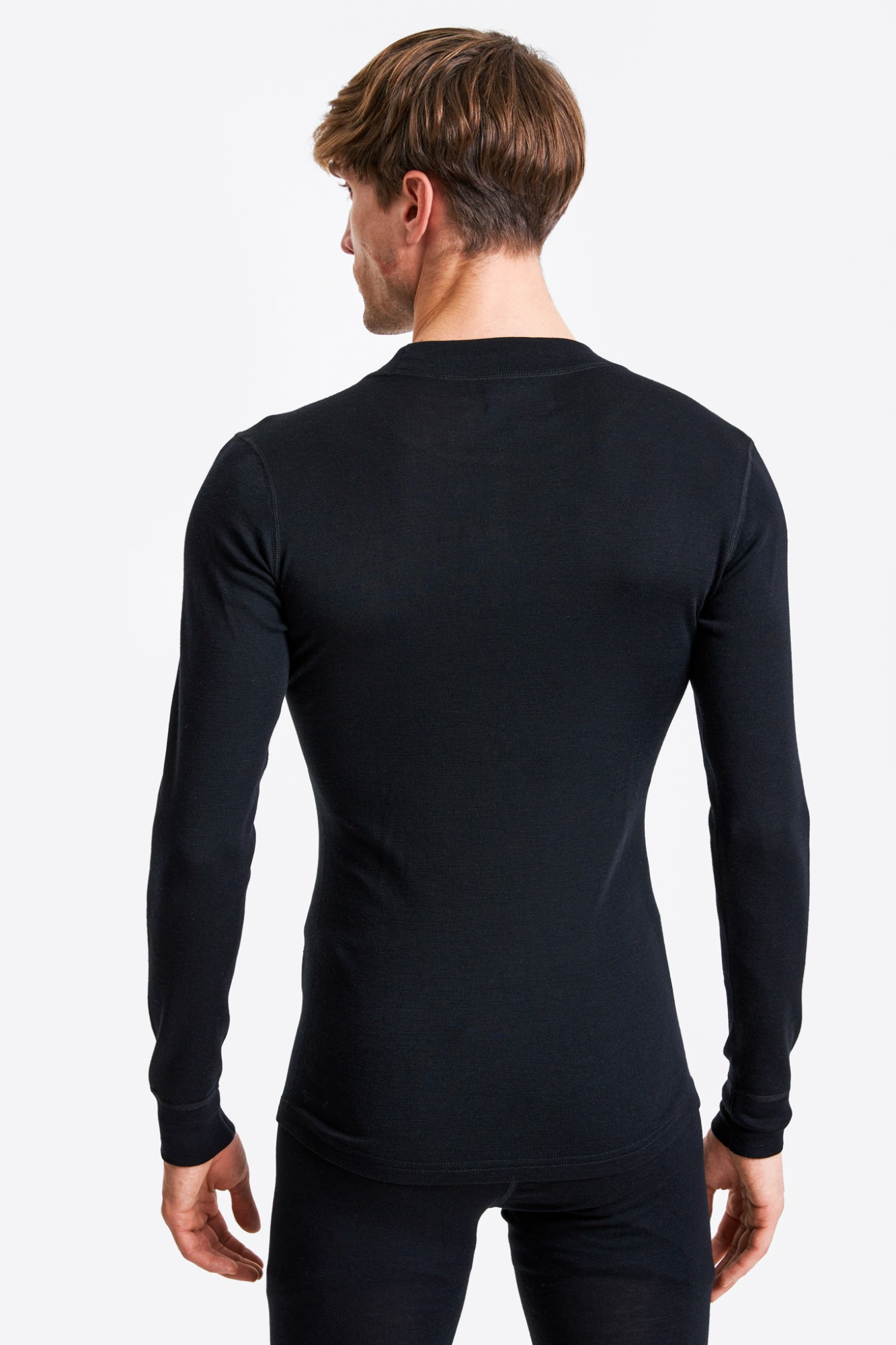 Merino wool rib knit long sleeve base layer top | Audimas