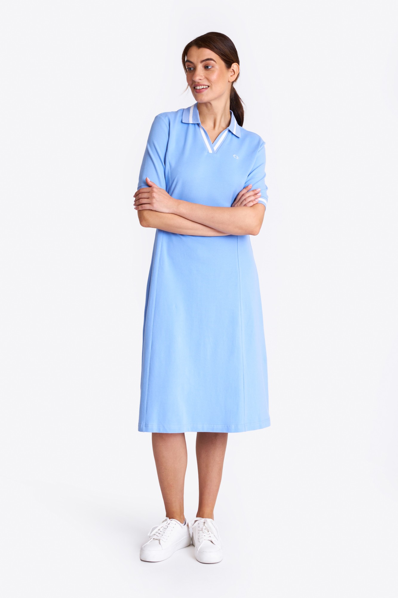V shape neck midi polo dress | Audimas