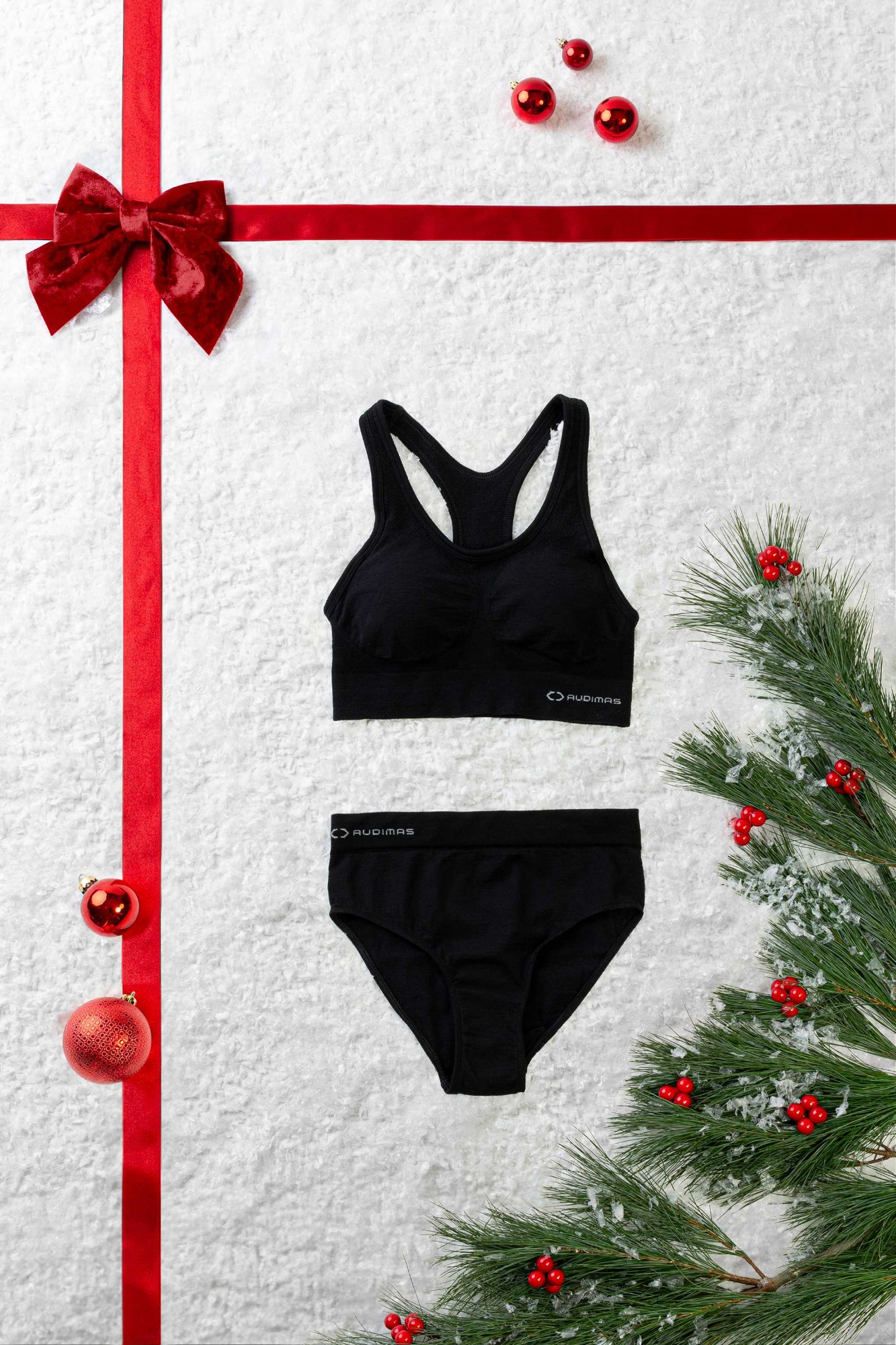 Seamless merino wool bra and briefs set | Audimas