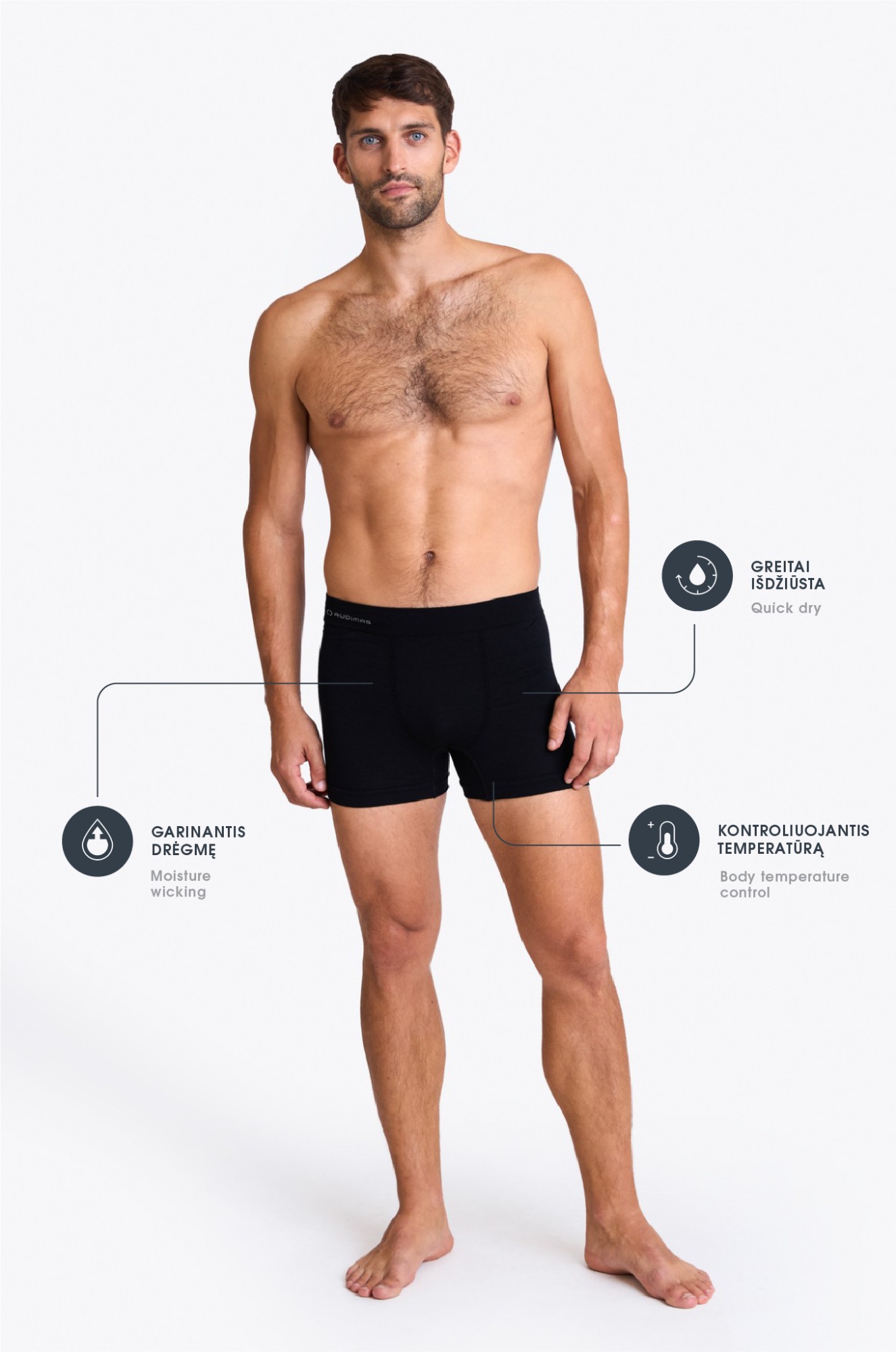 Seamless merino boxers | Audimas