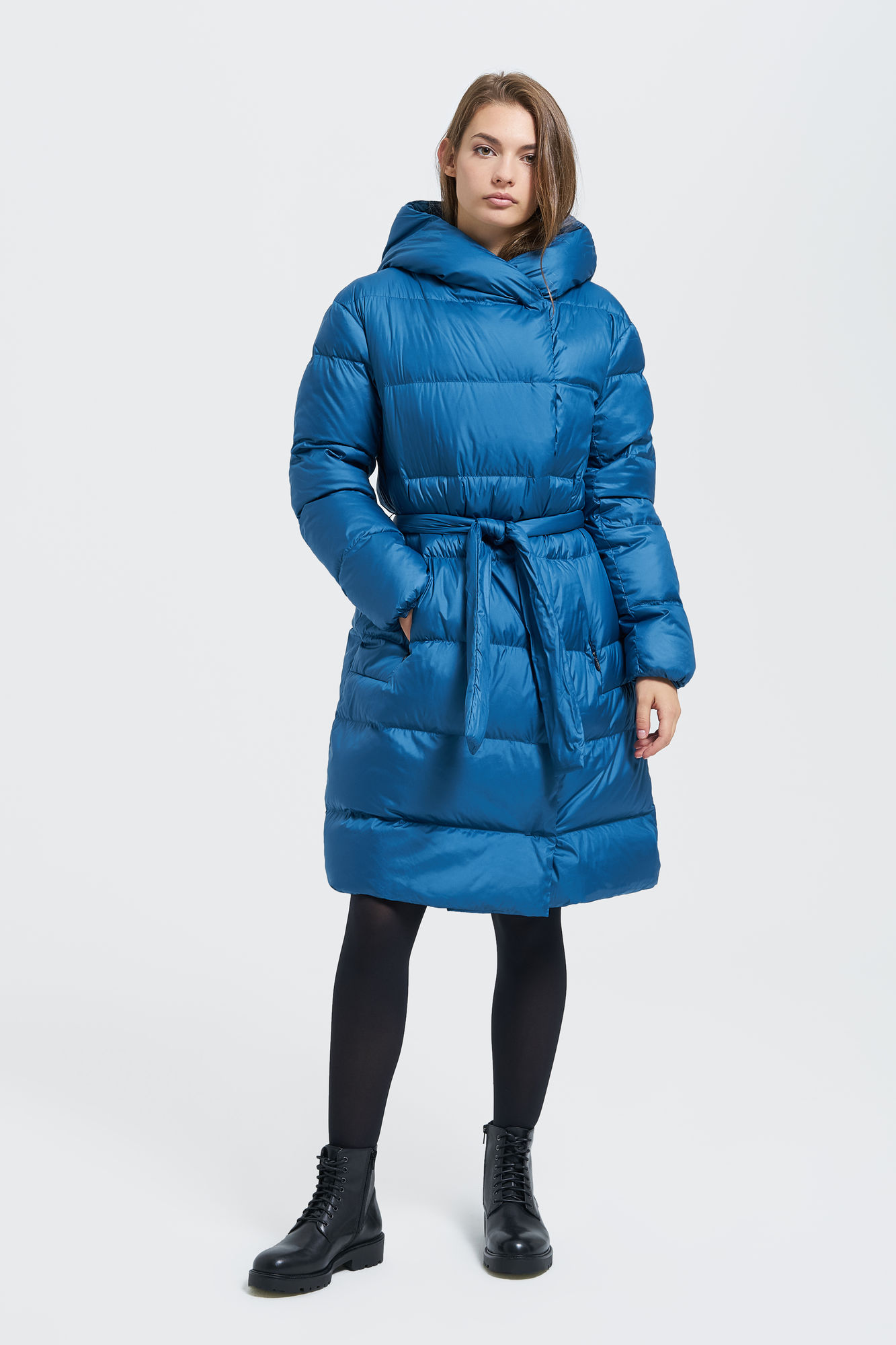 Lightweight puffer long down jacket | Audimas